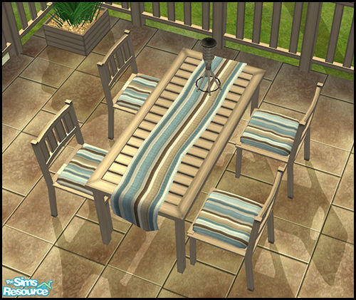 The Sims Resource | Rhory Patio Set - Fabric Recolors - Blue Brown Stripe