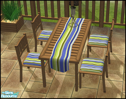 The Sims Resource - Rhory Patio Set - Fabric Recolors - Green Blue Stripe