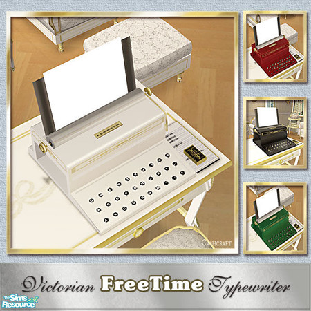 The Sims Resource - FreeTime Victorian Typewriter - White Recol