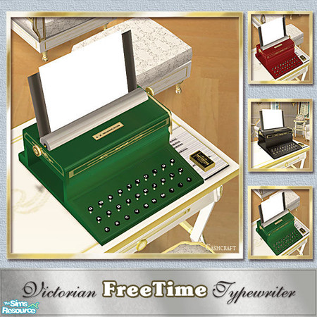 The Sims Resource - FreeTime Victorian Typewriter - Green Recol