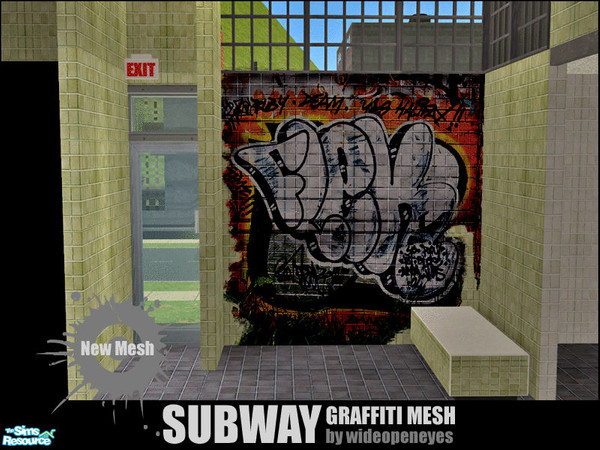 The Sims Resource - Subway Graffiti - 3 Tile Mesh