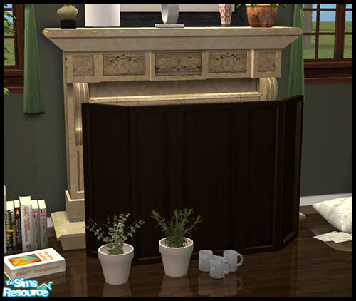 The Sims Resource | Simple Wooden Fireplace Screens - Mahogany