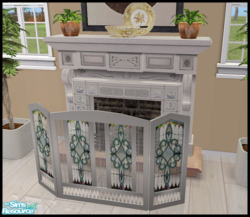 The Sims Resource | Stained Glass Fireplace Screen