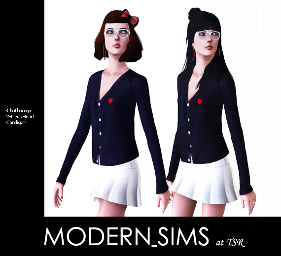 The Sims Resource | V-Neck Heart Cardigan