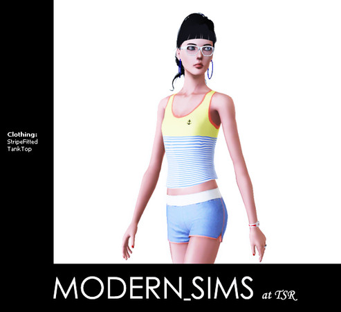 The Sims Resource - Stripe Fitted Tank Top