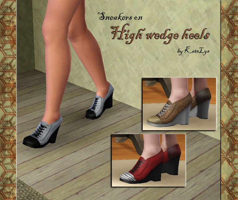 The Sims Resource - Sneakers on high wedge heels