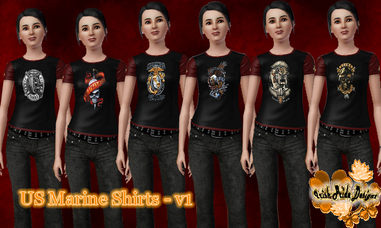 The Sims Resource | US Marine Shirts - Female v1