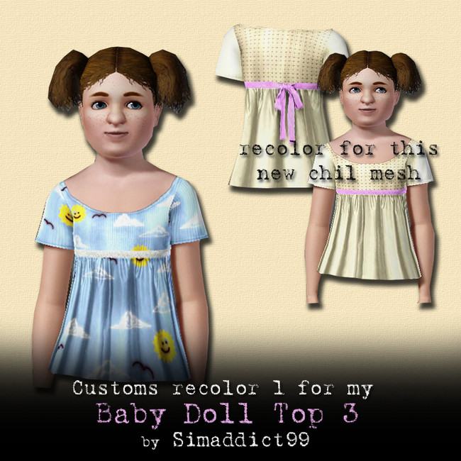 The Sims Resource - New Mesh Baby Doll Top - CF - SET