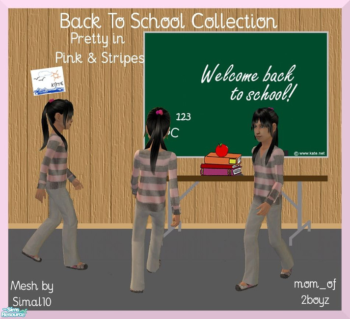 The Sims Resource - Back To School Collection- Pretty in Pink and Stripes