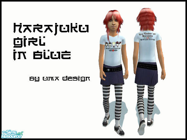 The Sims Resource | Harajuku Girl in Blue - SET