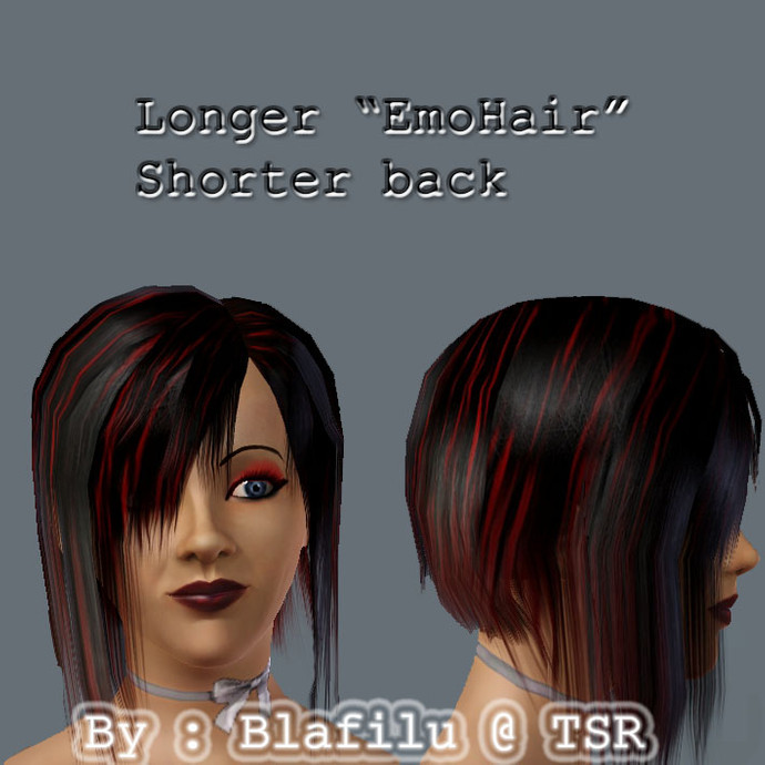 The Sims Resource | Longer Emo hair