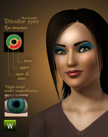 The Sims Resource | Recolorable tricolor eyes