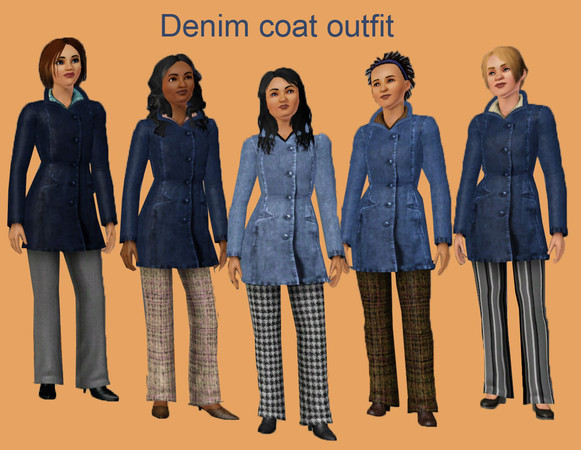 The Sims Resource | denim coat outfit