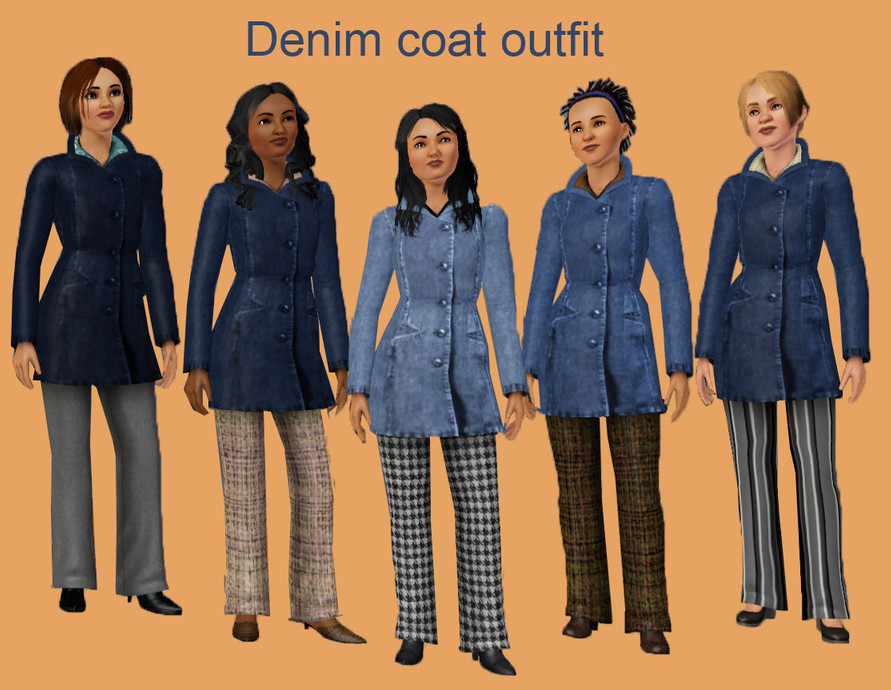 The Sims Resource | denim coat outfit