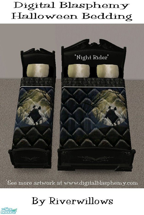 The Sims Resource | Digital Blasphemy Halloween Bedding - \"Night Rider\"