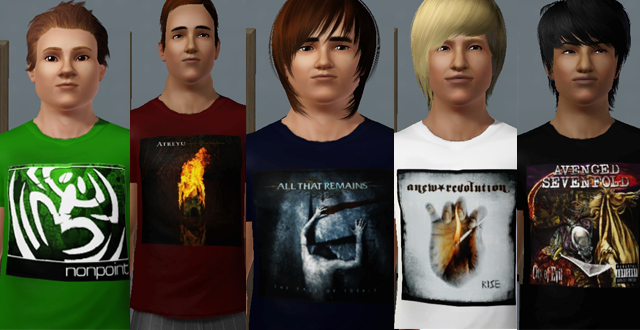 The Sims Resource | Rock Band T-Shirts Vol 1