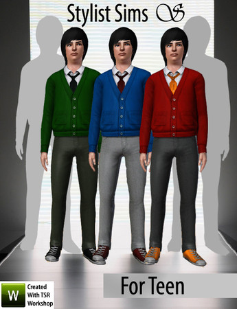 The Sims Resource | Cardigan With Tie for Teen