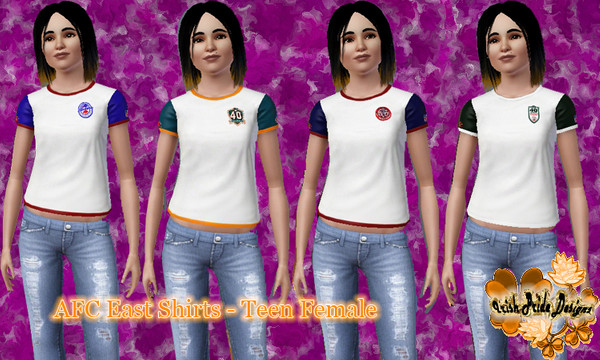 The Sims Resource | NFL Shirts - AFC East Female Teen