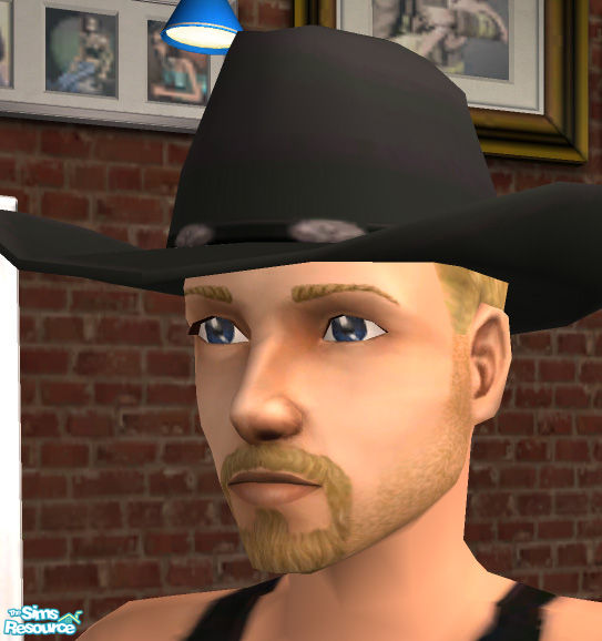The Sims Resource - Black Cowboy Hat - Blonde Hair