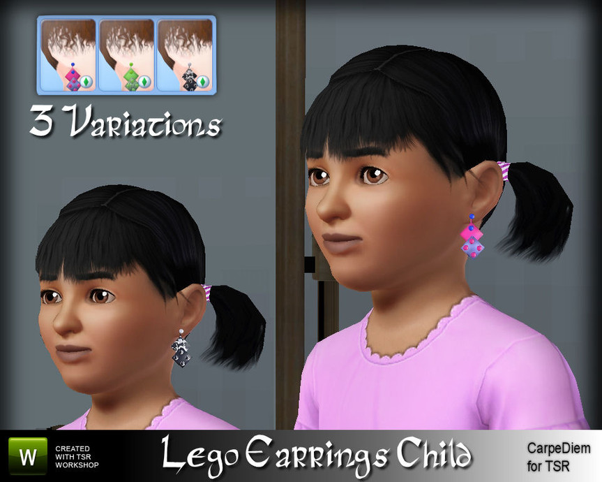 The Sims Resource | CD_Lego Earrings Child