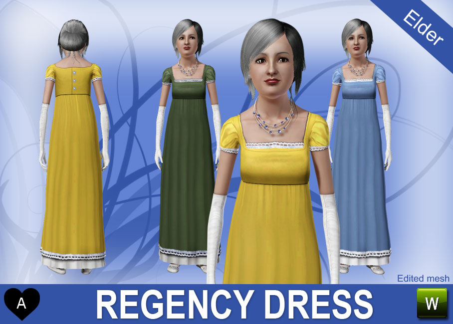 The Sims Resource | Regency dress for elder