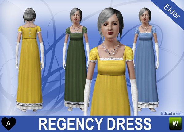 The Sims Resource | Regency dress for elder