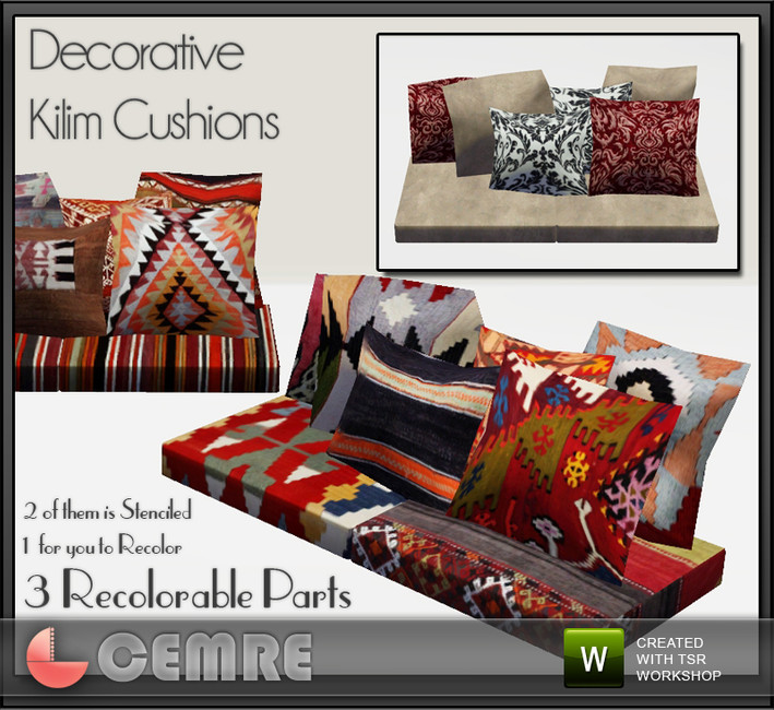 The Sims Resource - Turkish Kilim Cushions