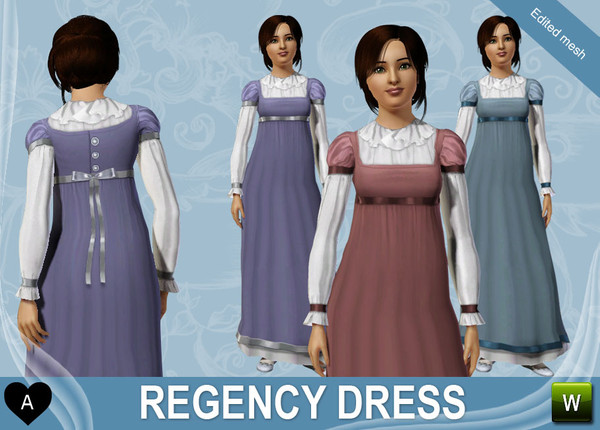 The Sims Resource | Regency dress whit collar