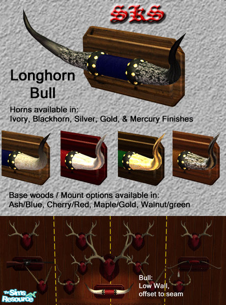 The Sims Resource - Hunting Trophy Set By SKS - Longhorn Bull