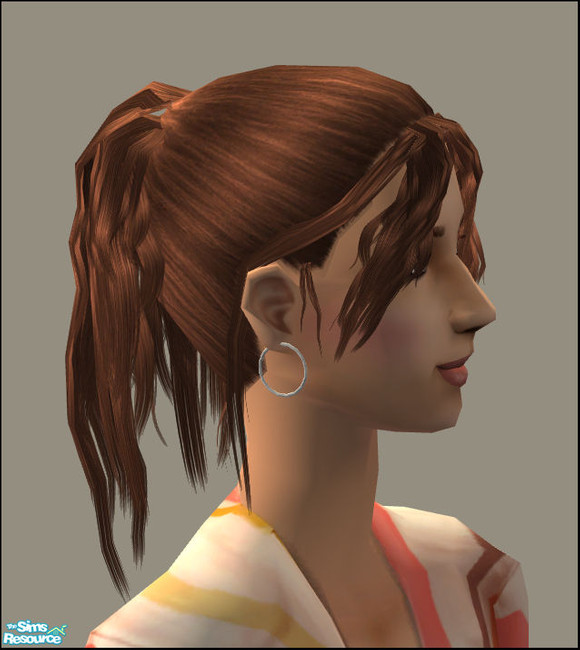 The Sims Resource - Curly Ponytail 3 - Brown