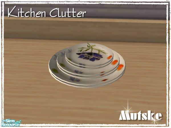 The Sims Resource | Kitchen clutter plates recolor