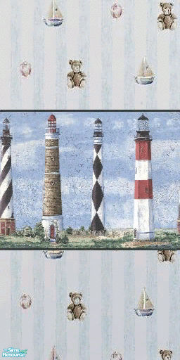 The Sims Resource | Nautical Wallpaper with lighthouse border