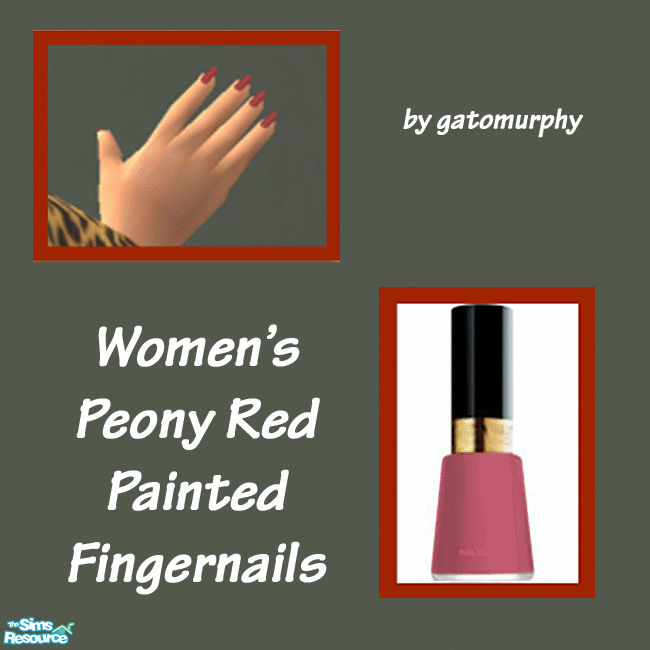 The Sims Resource | Women's Peony Red Painted Fingernails
