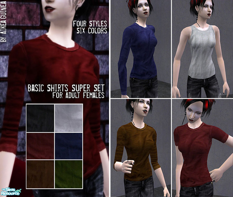 The Sims Resource - Basic Shirts for Adult Females Superset