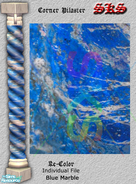 The Sims Resource | Decorative Corner Pilaster Recolor Single - Blue