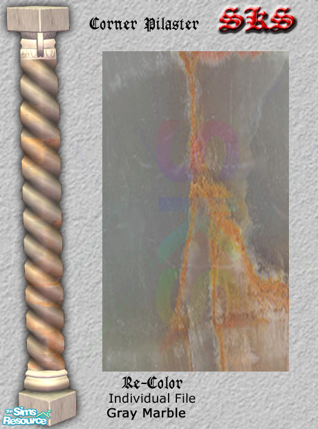 The Sims Resource | Decorative Corner Pilaster Recolor Single - Gray