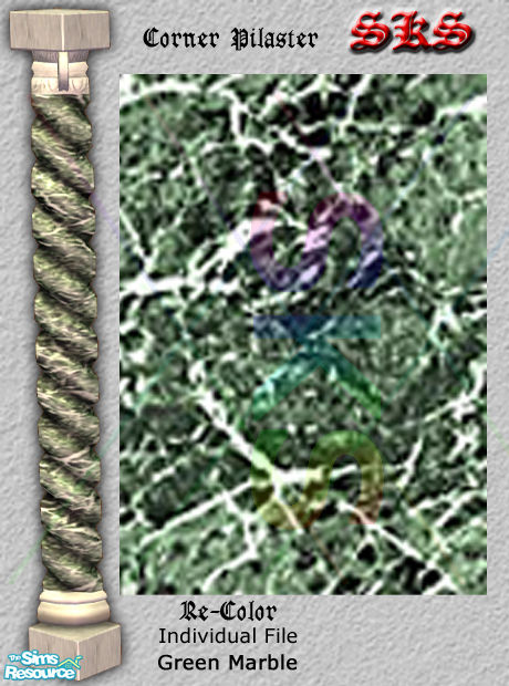 The Sims Resource | Decorative Corner Pilaster Recolor Single - Green