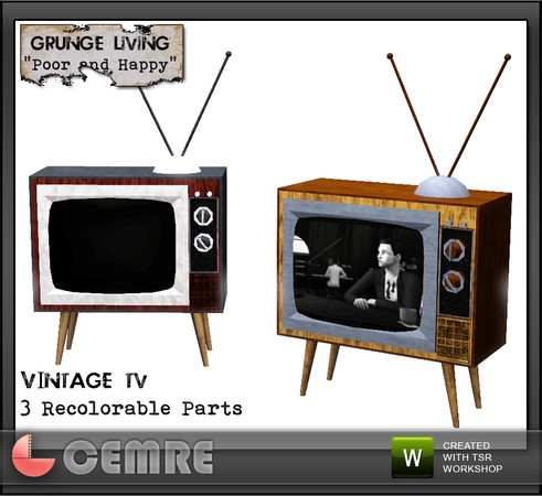 The Sims Resource | Poor and Happy Set Vintage Tv