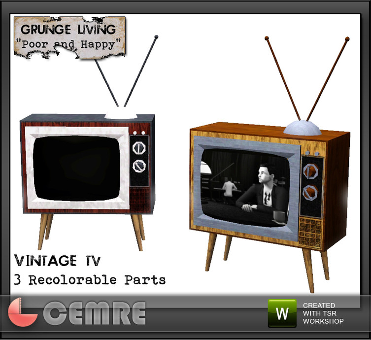 The Sims Resource | Poor and Happy Set Vintage Tv