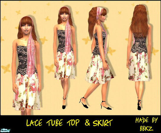 The Sims Resource - Lace Tube Top & Skirt