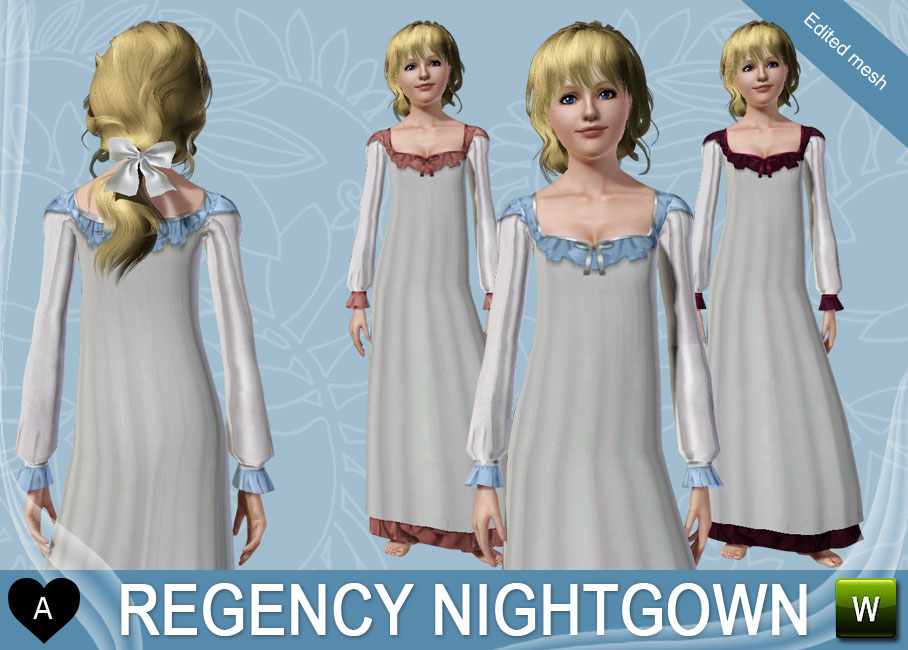The Sims Resource | Regency nightgown for teen