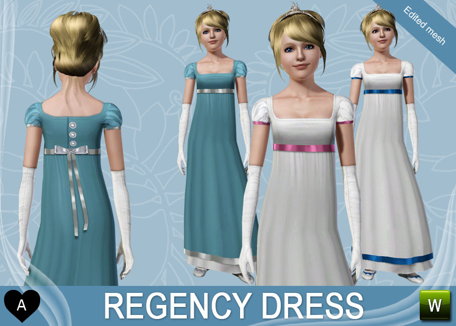 The Sims Resource | Regency dress for teen