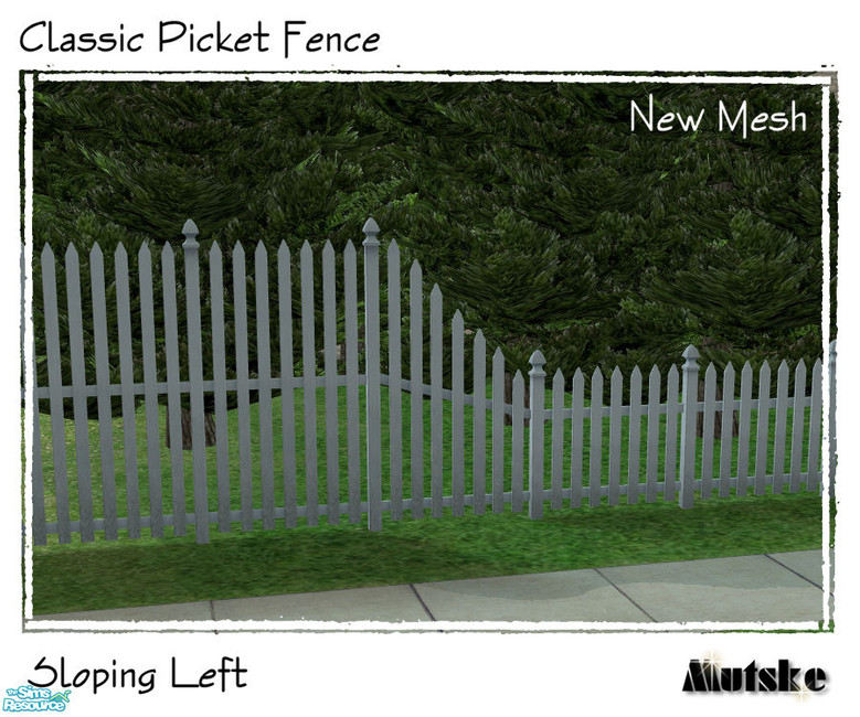 The Sims Resource - Classic Picket Fence Sloping Left