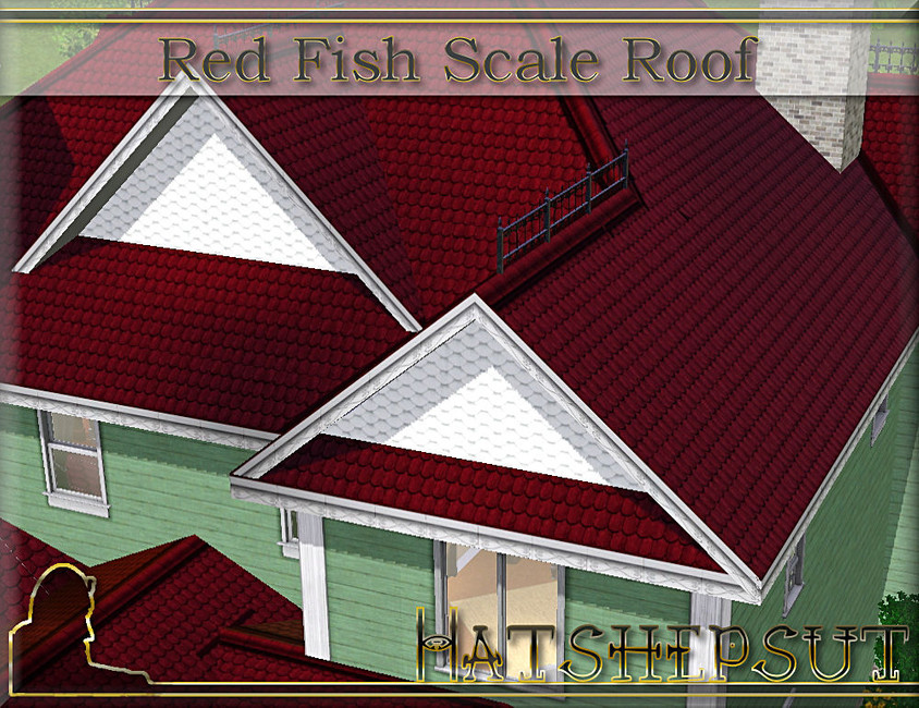 The Sims Resource - Red Fish Scale Roof