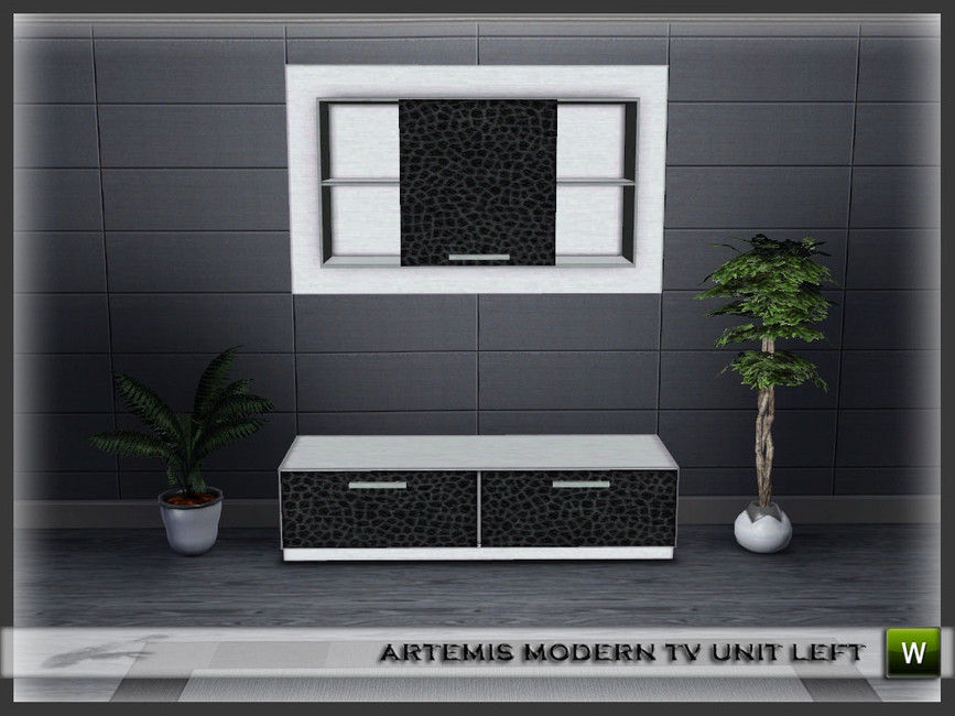 The Sims Resource - Artemis Modern Tv Unit Left 2x1