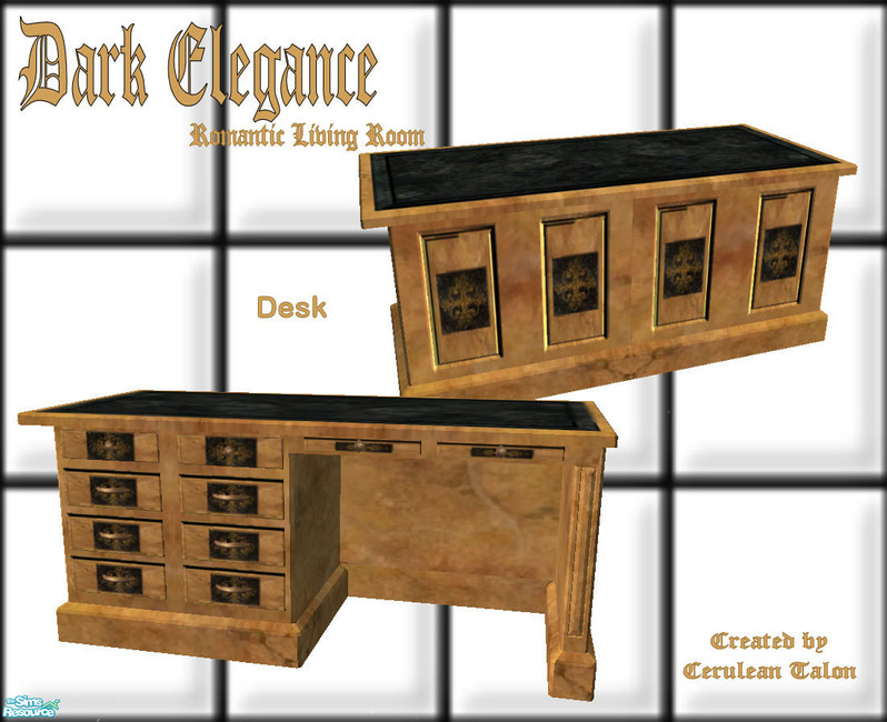 The Sims Resource - Dark Elegance Living Room - Desk
