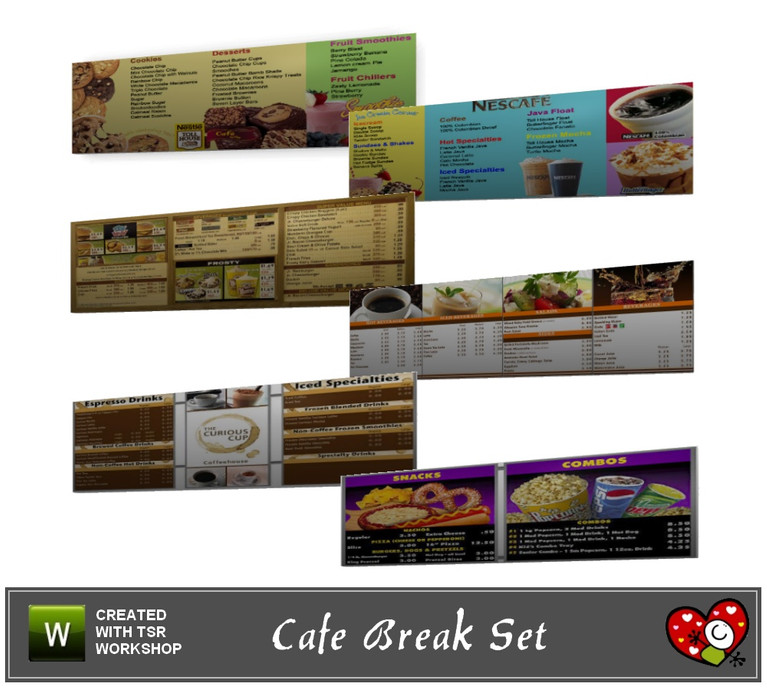 The Sims Resource | Cafe Break Set_Menu Board