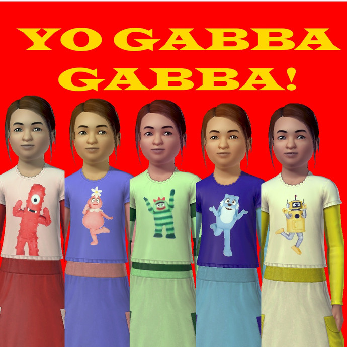 The Sims Resource | Yo Gabba Gabba Layered Tee Set