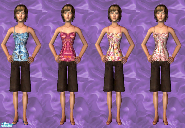 The Sims Resource | Teen Floral Tank Tops Set