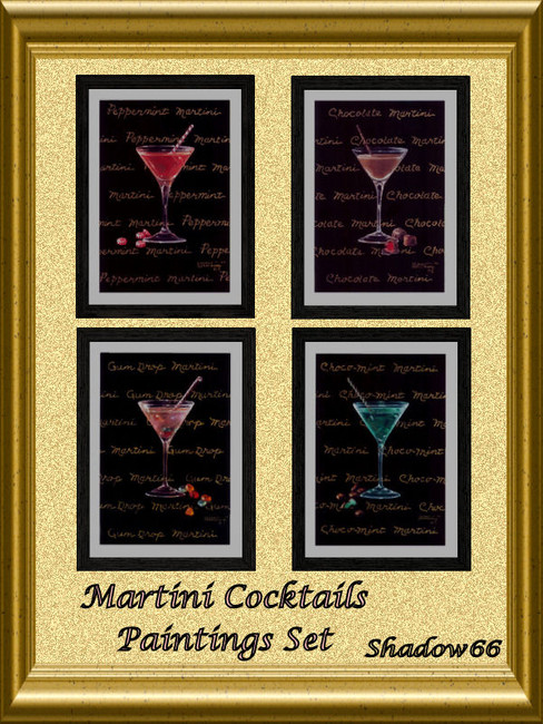 The Sims Resource - S66 - Martini Cocktails Paintings Set